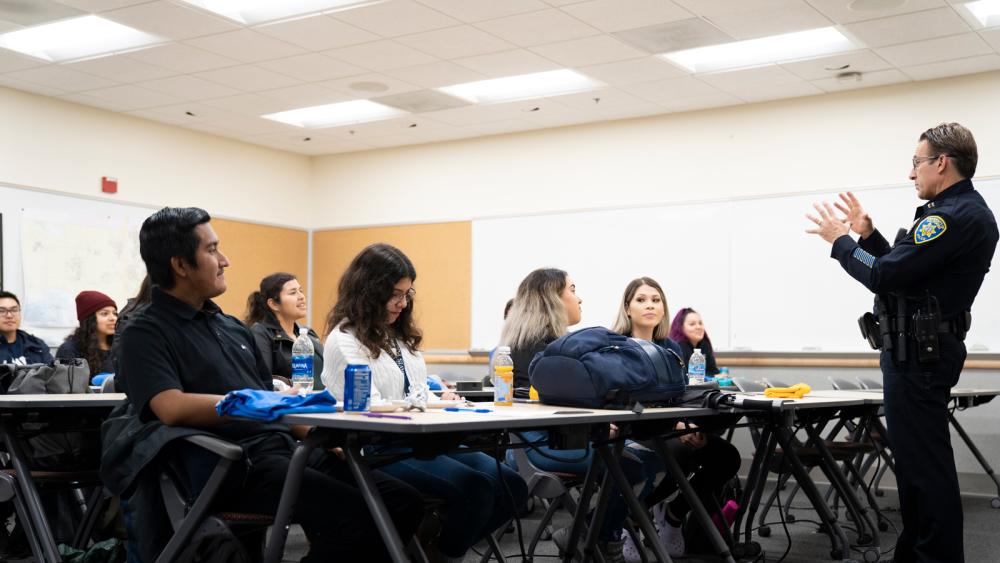 How do UC Davis police connect with students? In class, of course ...